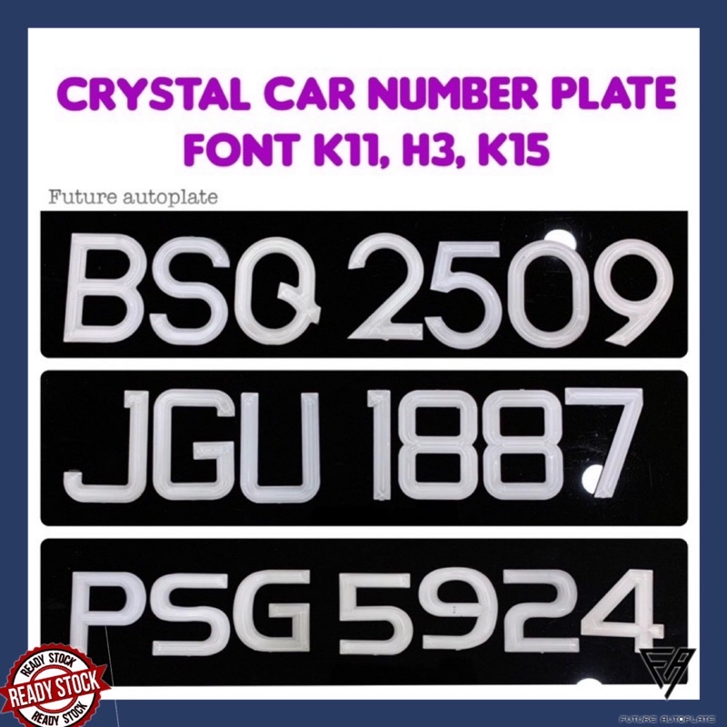 Crystal Car Number Plate *font K11,H3&K15* Nombor Plat Kereta Kristal ...