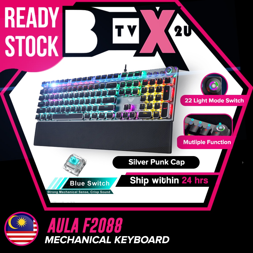 AULA F2088 True Mechanical Gaming Keyboard wrist rest Multimedia Knob ...