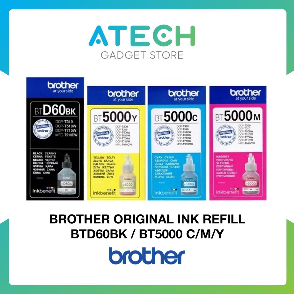 Brother Original BTD60BK + BT5000 (BKCMY) Refill Ink Bottle DCP-T220 ...