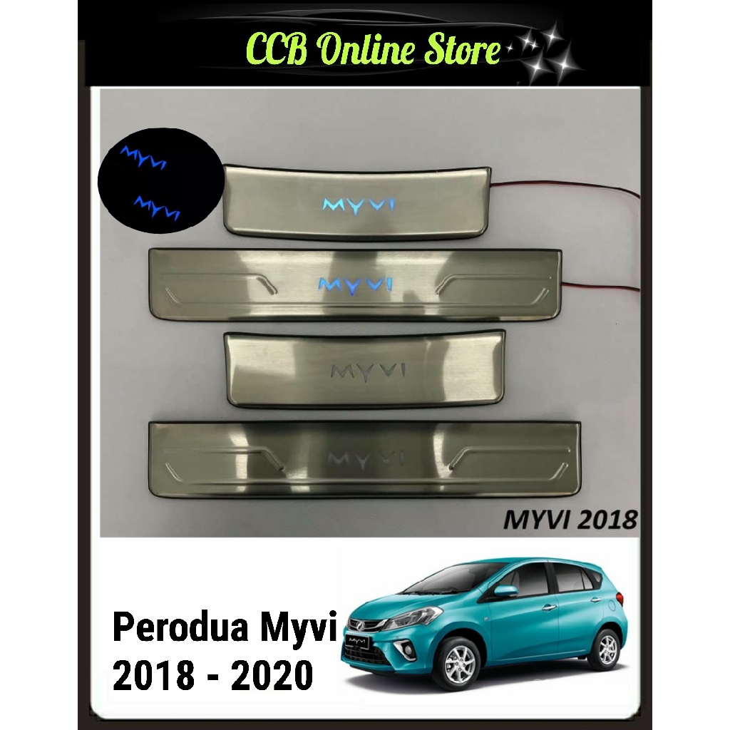 Side steel plate/door side step with blue led for perodua myvi 2018 ...
