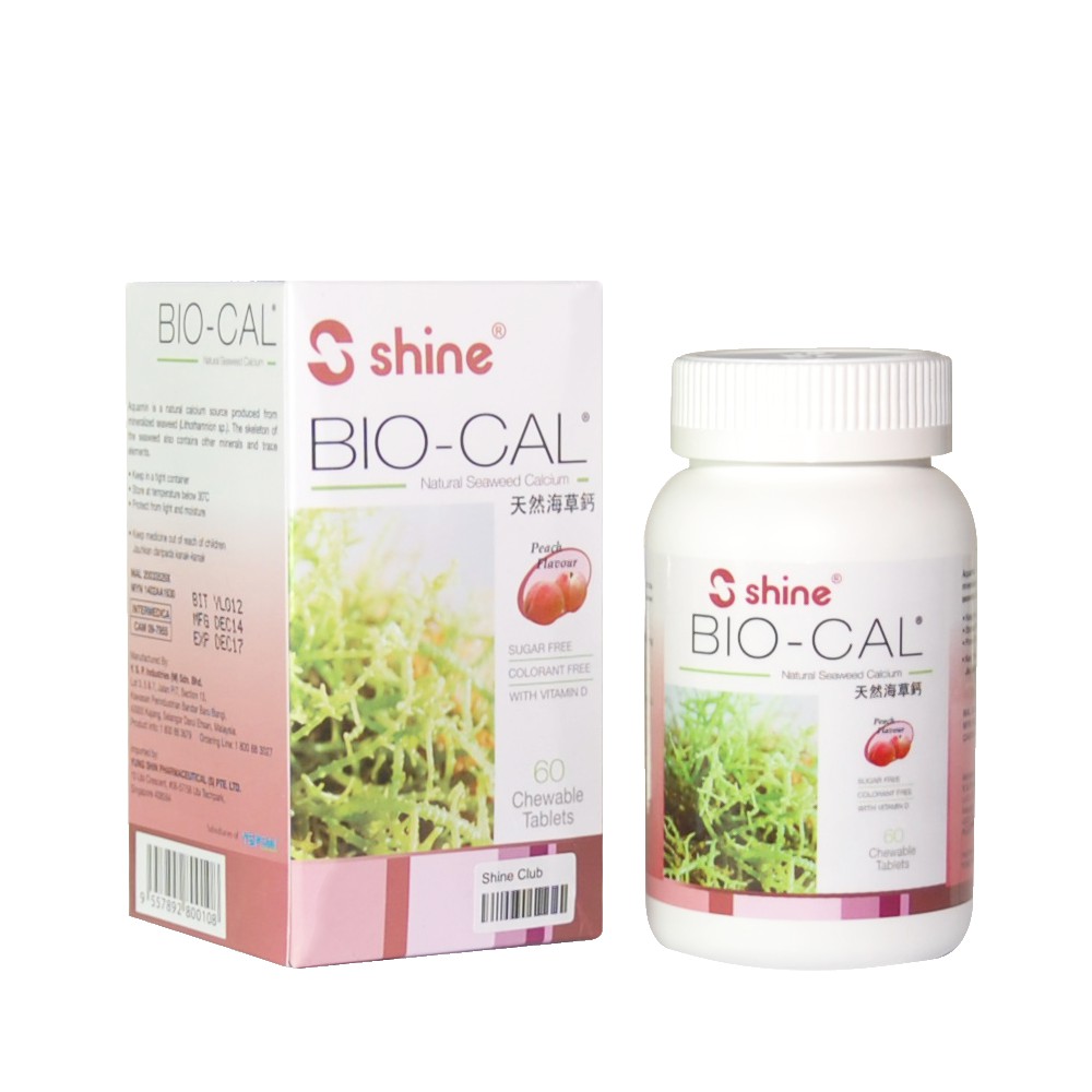 SHINE BIO-CAL CHEWABLE TABS 60's - Natural Seaweed Calcium ( Peach ...
