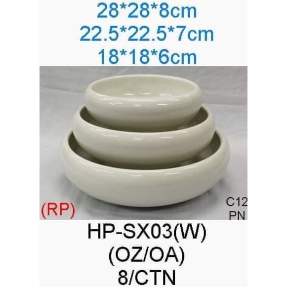 Pasu Putih Leper seramik murah untuk Gubahan Bunga Orkid/Deco Hiasan ...