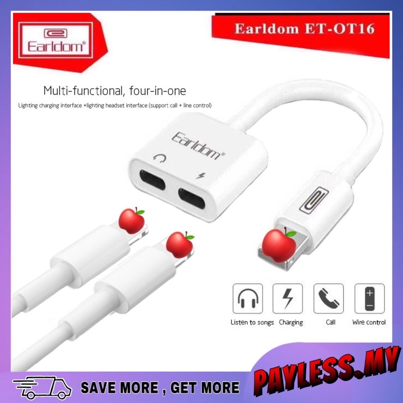 Original Earldom Moxom Ax-18 Ot33 lighting to lighting adapter support Fast Charging mic & music ...