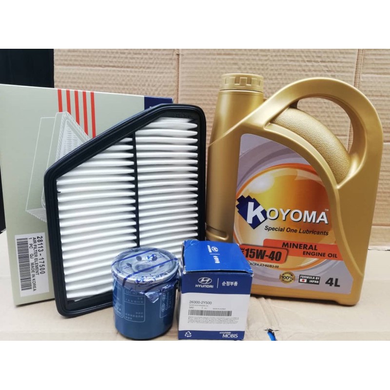 Hyundai matrix air filter + oil filter + koyoma 15w40 mineral engine ...
