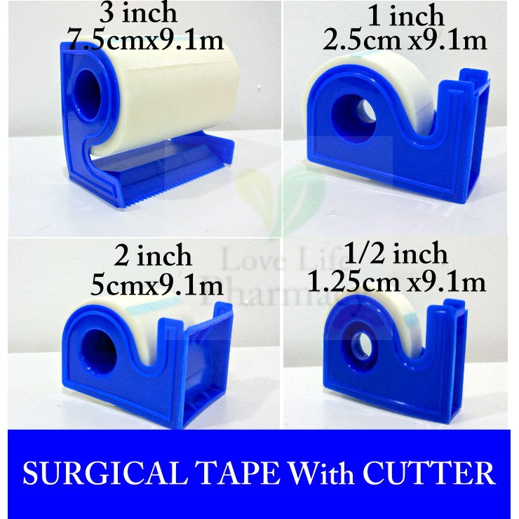 Surgical Tape With Cutter 0.5''/1''/2''/3'' | Shopee Malaysia