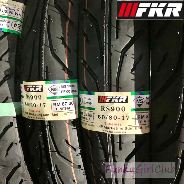FKR RS900 TUBELESS TAYAR 60/80-17 Bunga Air Y125Z LC135 Lagenda EX5 ...