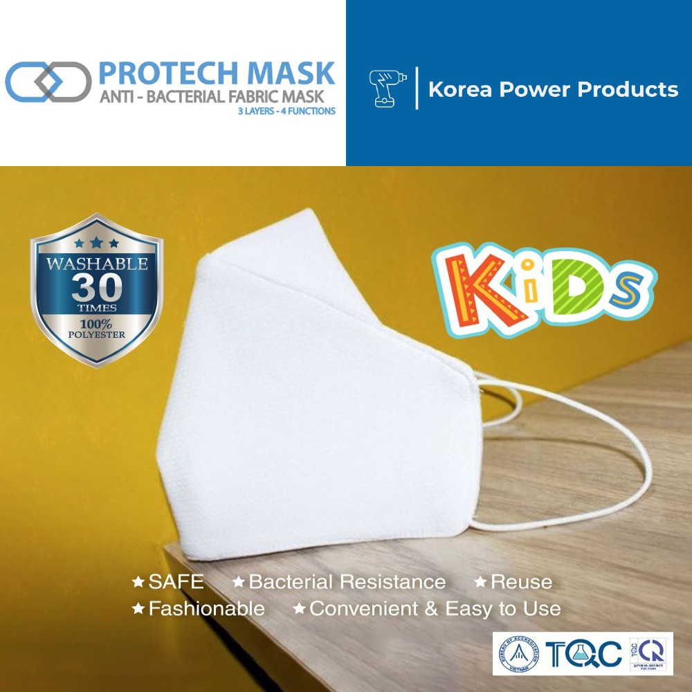 PROTECH Reusable Washable Fabric Antibacterial Kid / Children Face Mask ...
