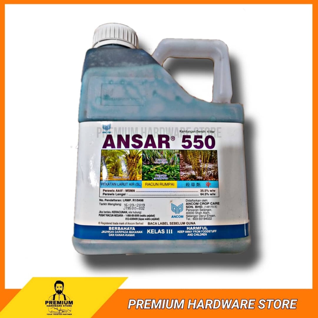 ANSAR 550 MSMA 35.5% 4 Liter Herbicide Weed Grass Killer Racun Rumpai ...