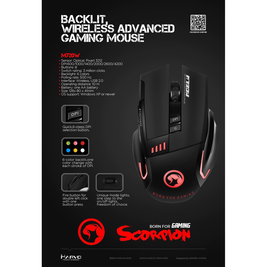 Marvo Scorpion M720W RGB wireless gaming mouse | Shopee Malaysia