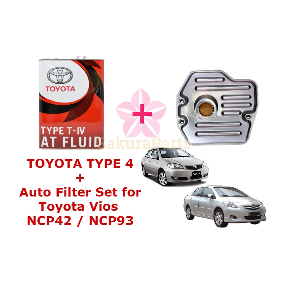 Toyota Type 4 Transmission Fluid (Red) + Auto Gearbox Filter Service set for Toyota Vios NCP42 ...