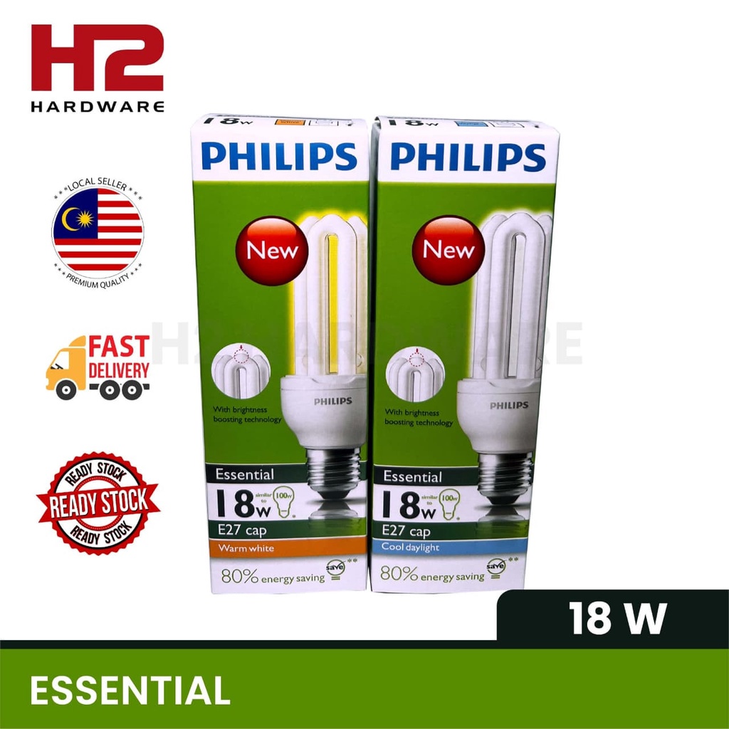 PHILIPS Essential Energy Saving Fluorescent Bulb 18W PLCE E27 (DayLightWarm White) | Shopee Malaysia