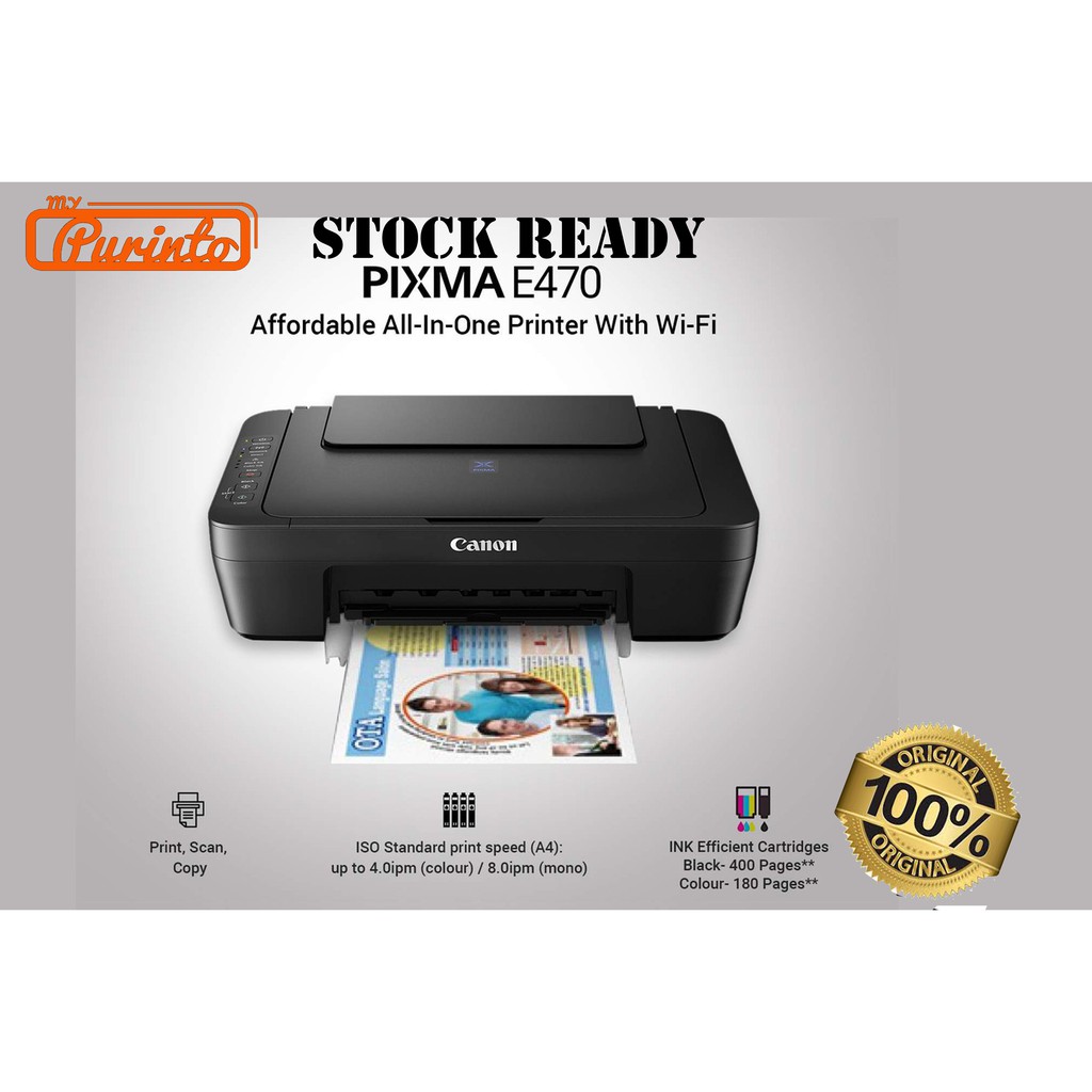 Canon Pixma E470 3-in-1 Wifi Printer | Shopee Malaysia