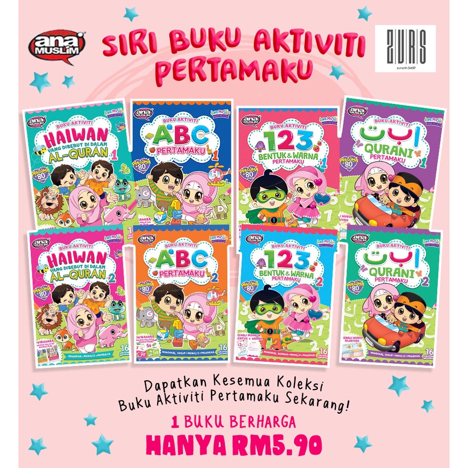 Buku Siri Aktiviti Pertamaku ABC, 123, Qurani, Haiwan untuk tadika ...
