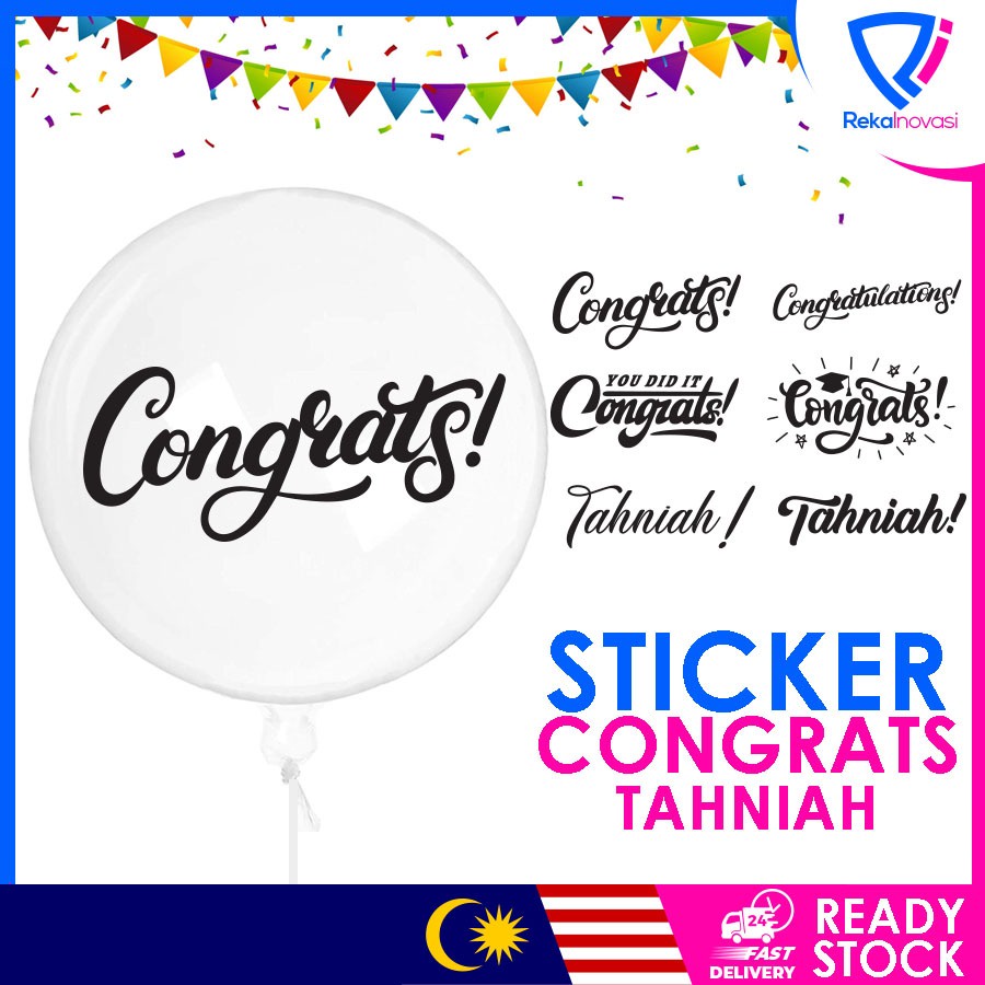 Sticker Balloon CONGRATS TAHNIAH for Aqua Bobo Bubble Balloon Belon ...