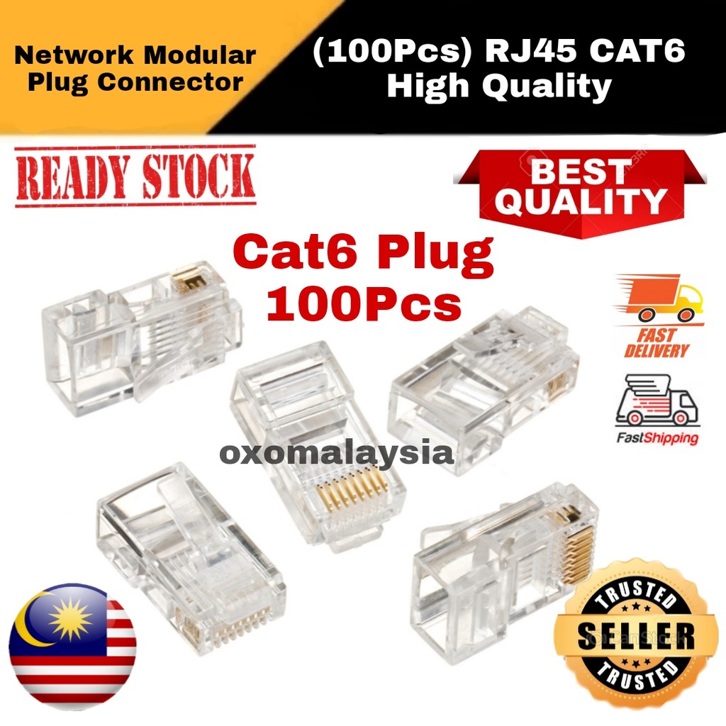 (100Pcs) RJ45 CAT6 High Quality Network Modular Plug Connector | Shopee ...