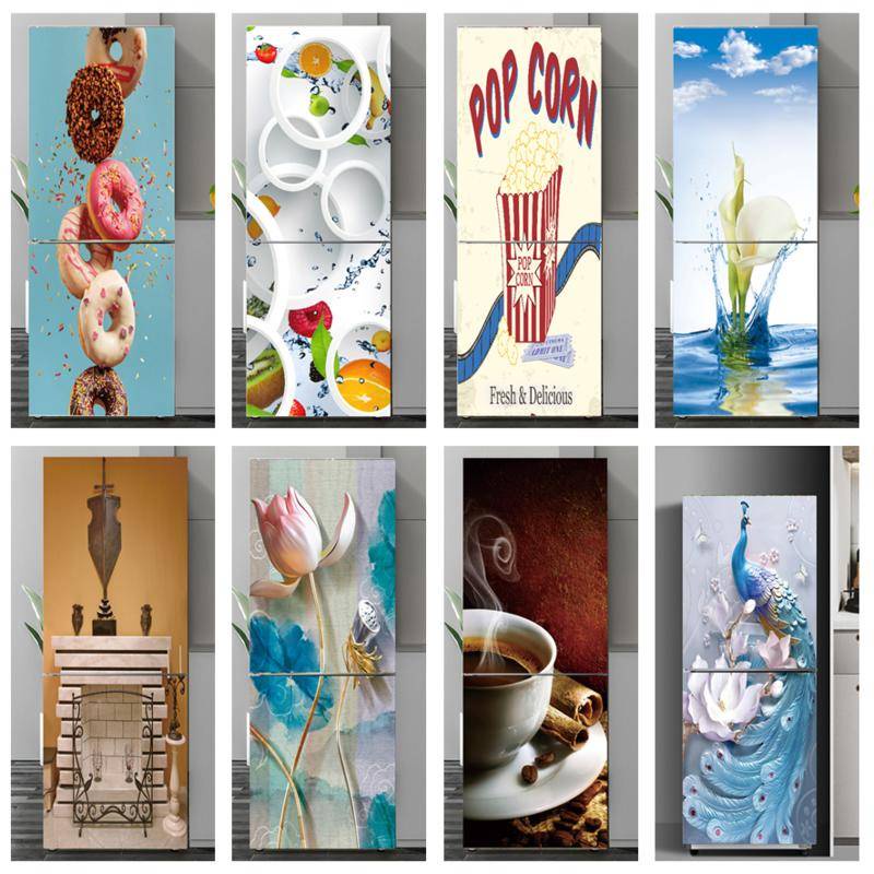 Cusotom Kitchen Decoration Fridge Sticker Donut Food Wallpaper Door ...