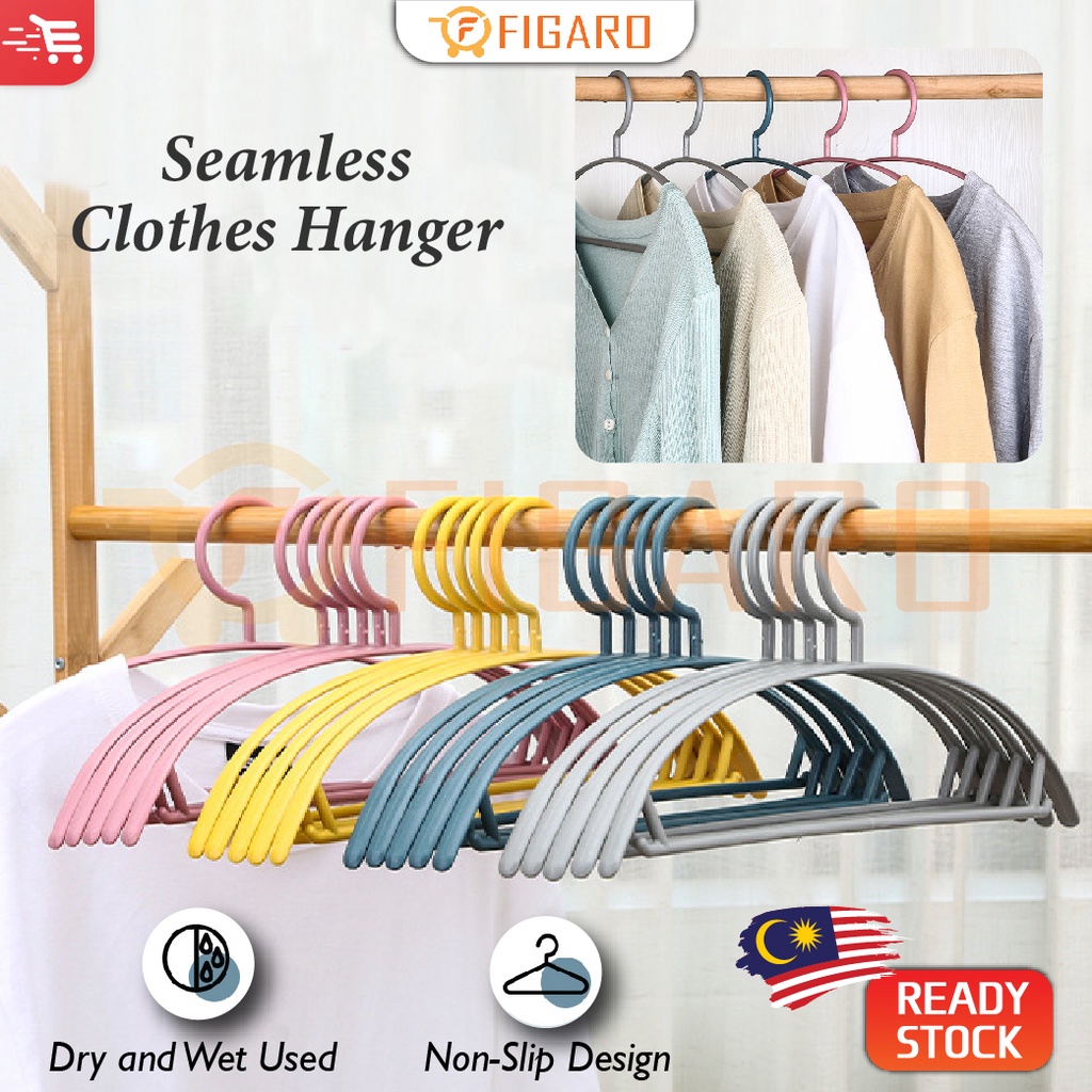 Figaro Household Seamless Clothes Hanger Laundry Hanger Penyangkut Baju ...