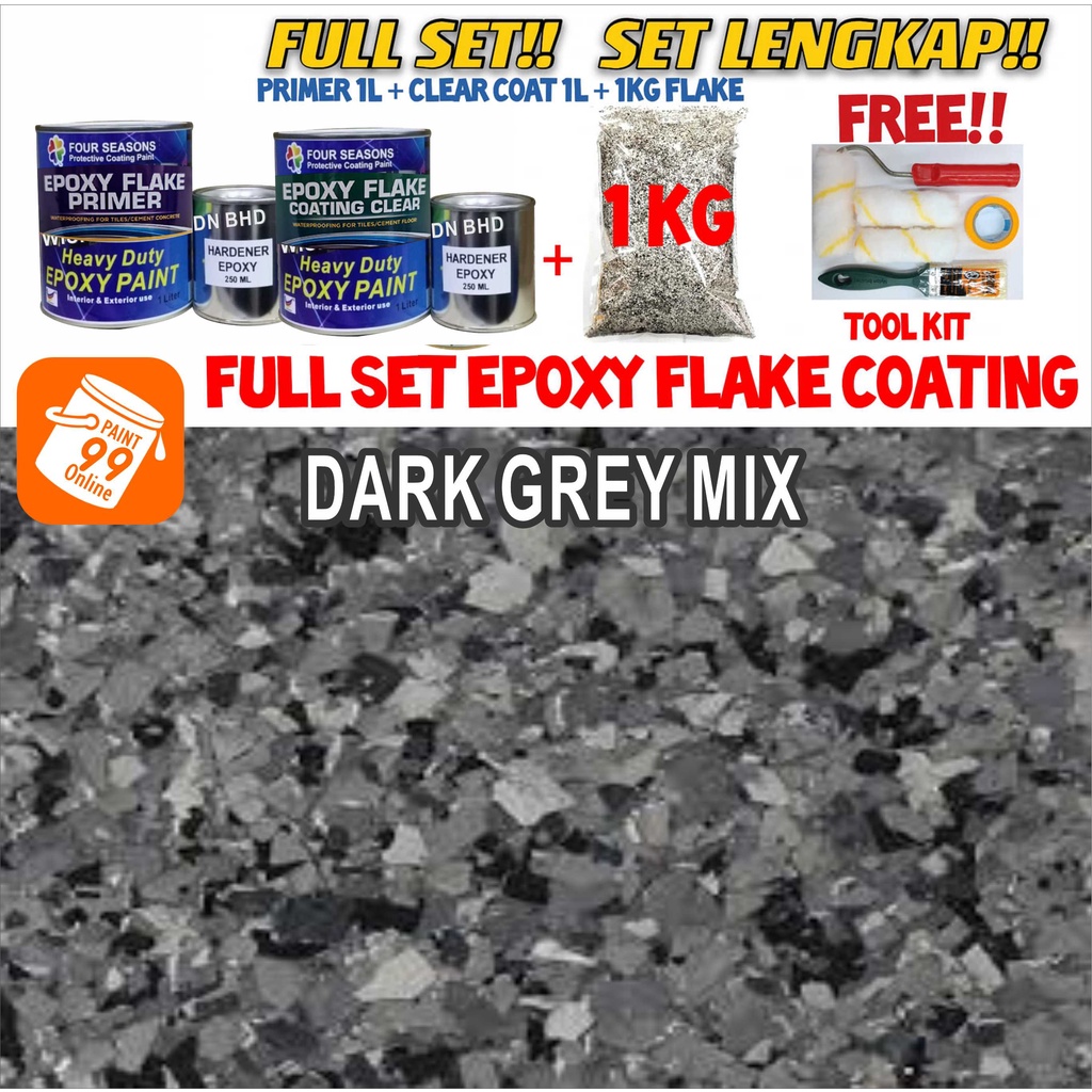 DARK GREY MIX /DIY Full Set Epoxy Colour Flake Coating Toilet Floor ...