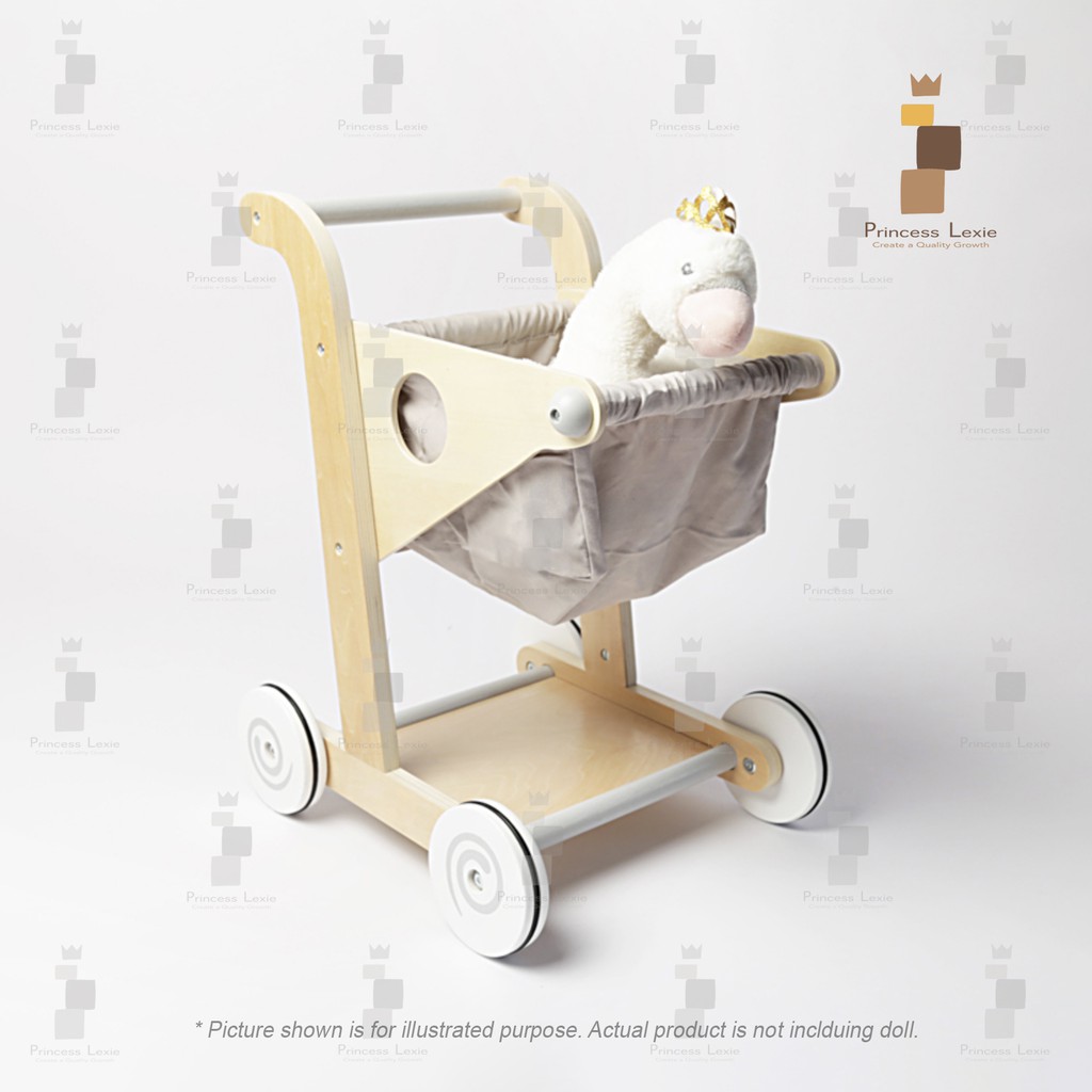 Princess Lexie Wooden Shopping Cart Walker Trolley for Kids Role Play ...