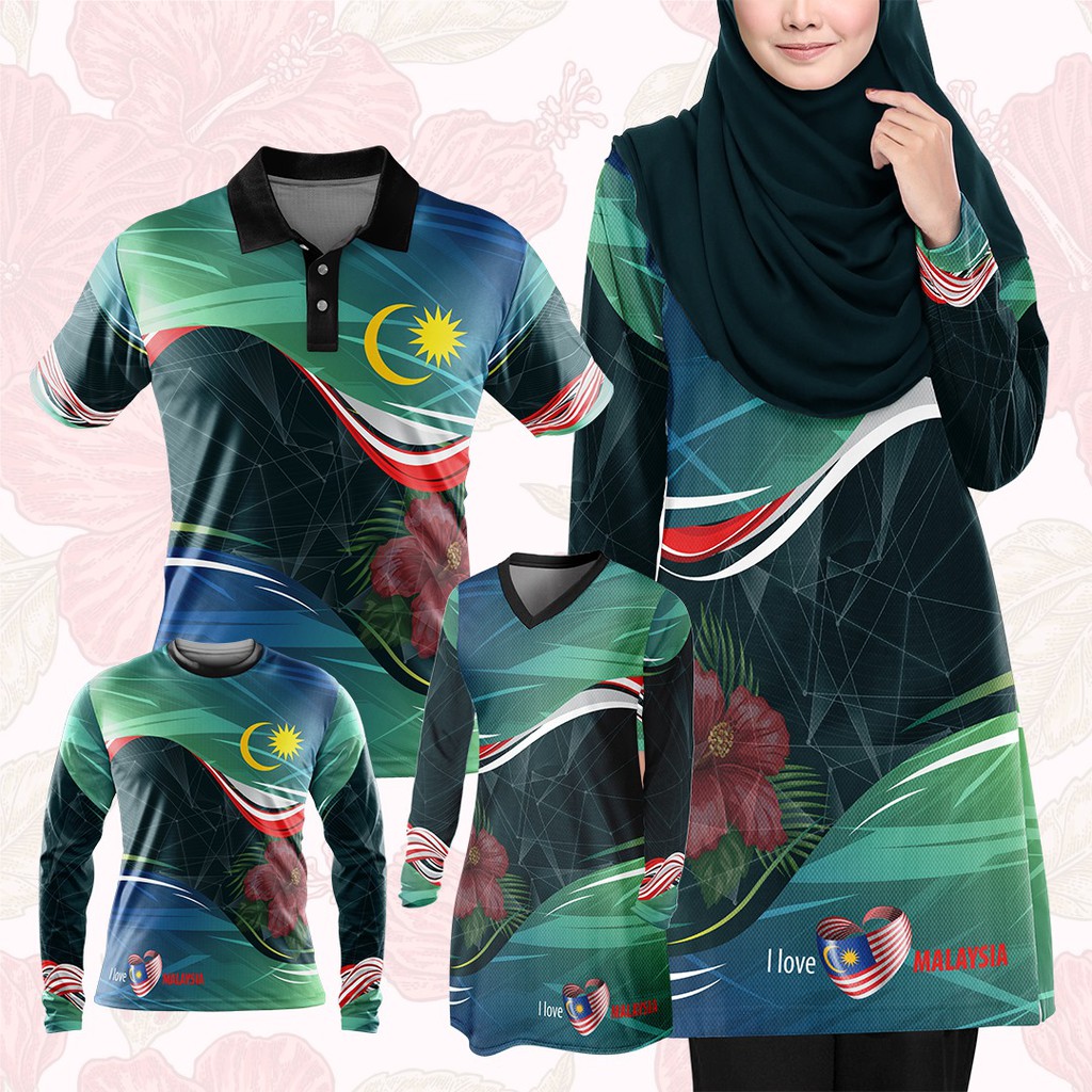 Baju Sublimation Merdeka Bunga Raya 4 Pilihan Warna Shopee Malaysia