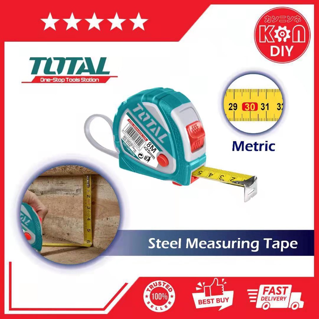 KNN-DIY TOTAL TMT126081 8m x 25mm Steel Measuring Tape/ Measuring Tape | Shopee Malaysia