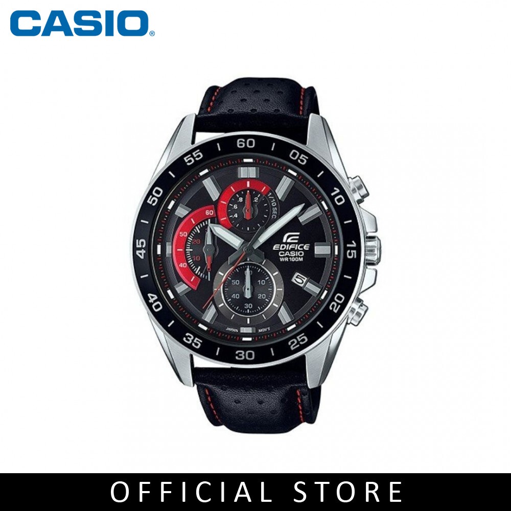 Casio Edifice EFV-550L-1AV Standard Chronograph Leather Men Watch ...