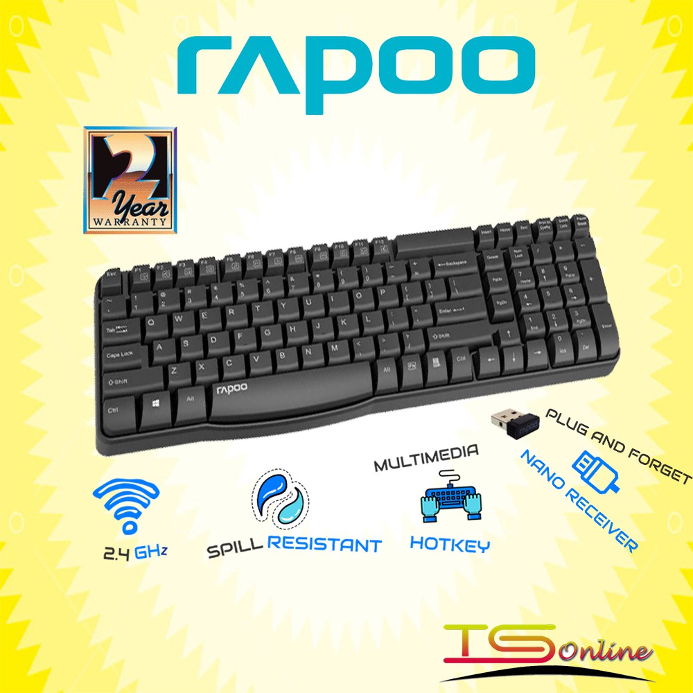 Rapoo E1050 Spill-Resistant 2.4Ghz Wireless Keyboard | Shopee Malaysia