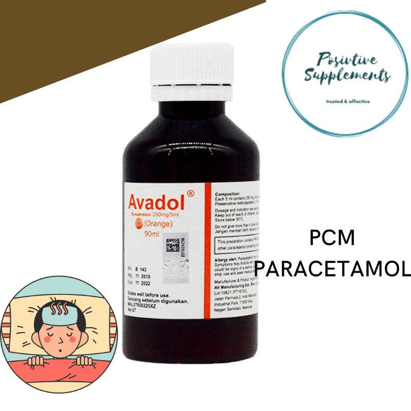 AVADOL PARACETAMOL SUSPENSION SYRUP 90ML ORANGE / STRAWBERRY | Shopee ...