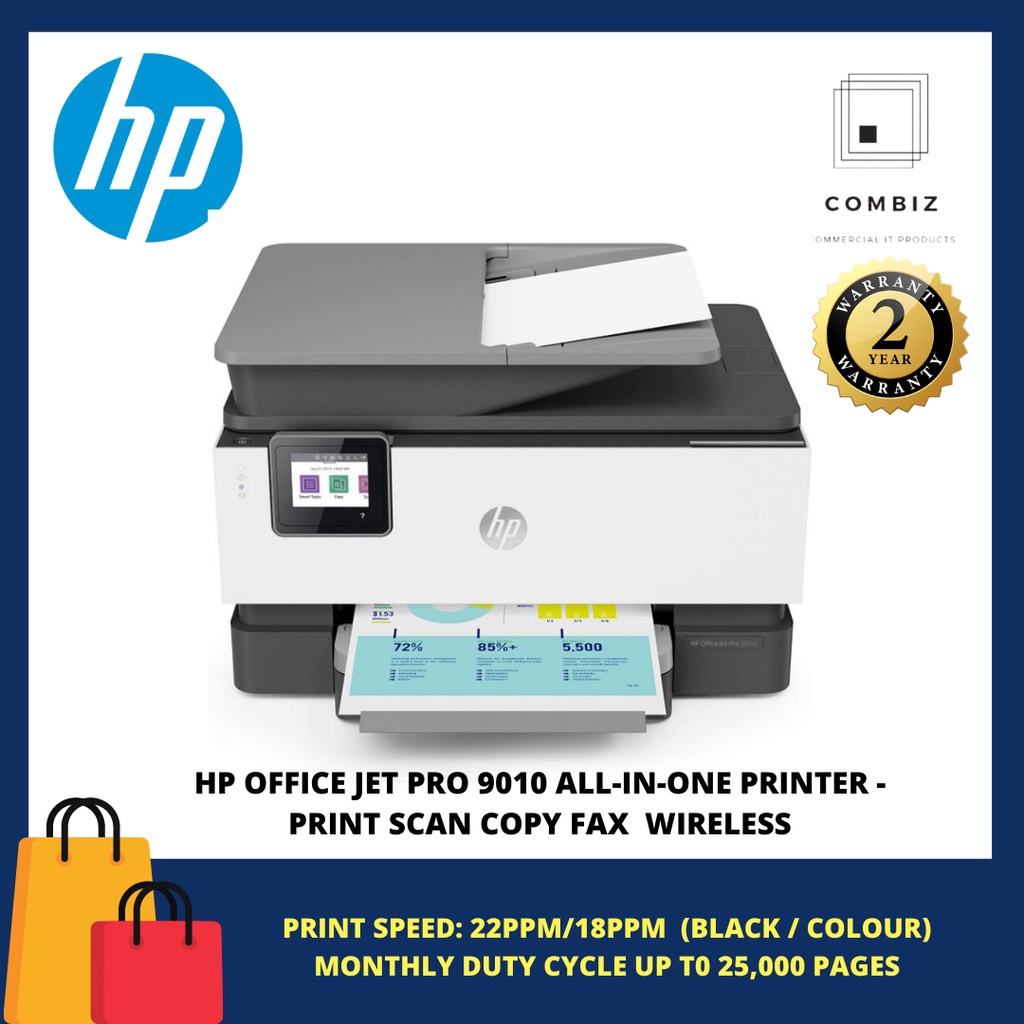 HP OFFICE JET PRO 9010 ALL-IN-ONE PRINTER PRINT SCAN COPY FAX DUPLEX ...