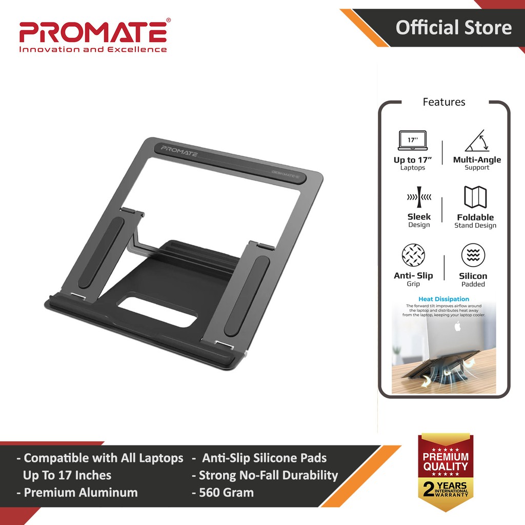 Promate DeskMate-5 Aluminum Multi-Level Anti-Slip Pads Heat Dissipating ...
