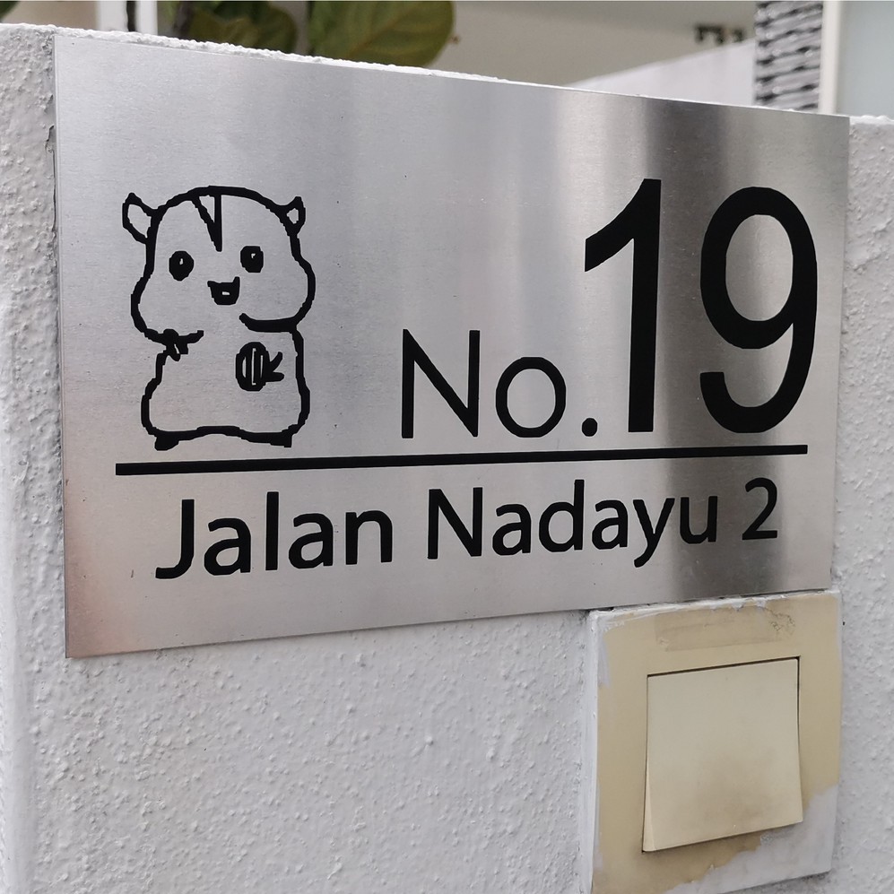 Aluminum House Number Plate New Design Black Font Sticker Rumah Papan ...
