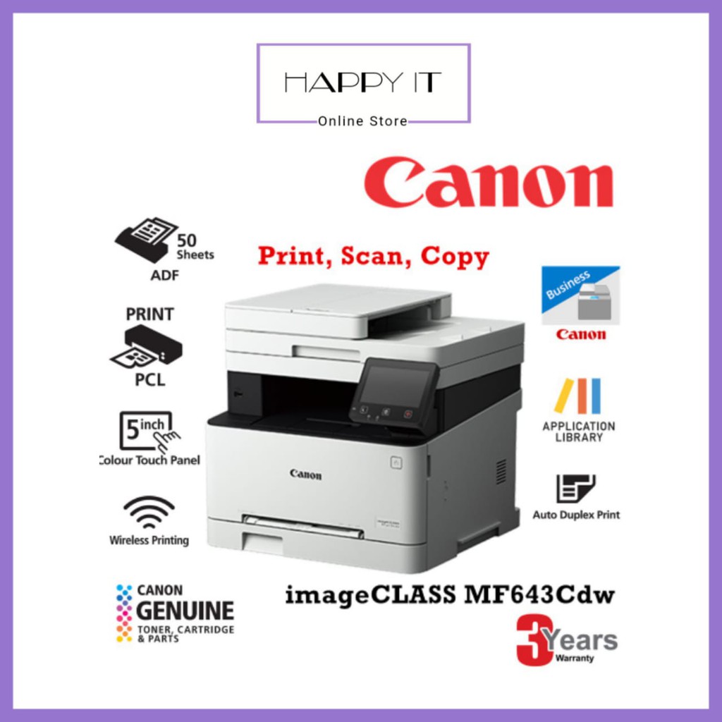 Canon imageCLASS MF643Cdw Color Laser Printer ( Print/Copy/Scan ...