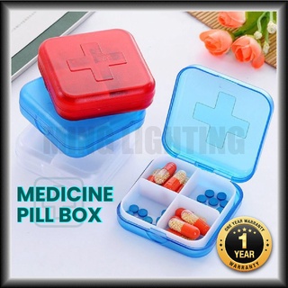 Medicine Pill Box Plastic Supplement Small Container 4 Slots Portable ...
