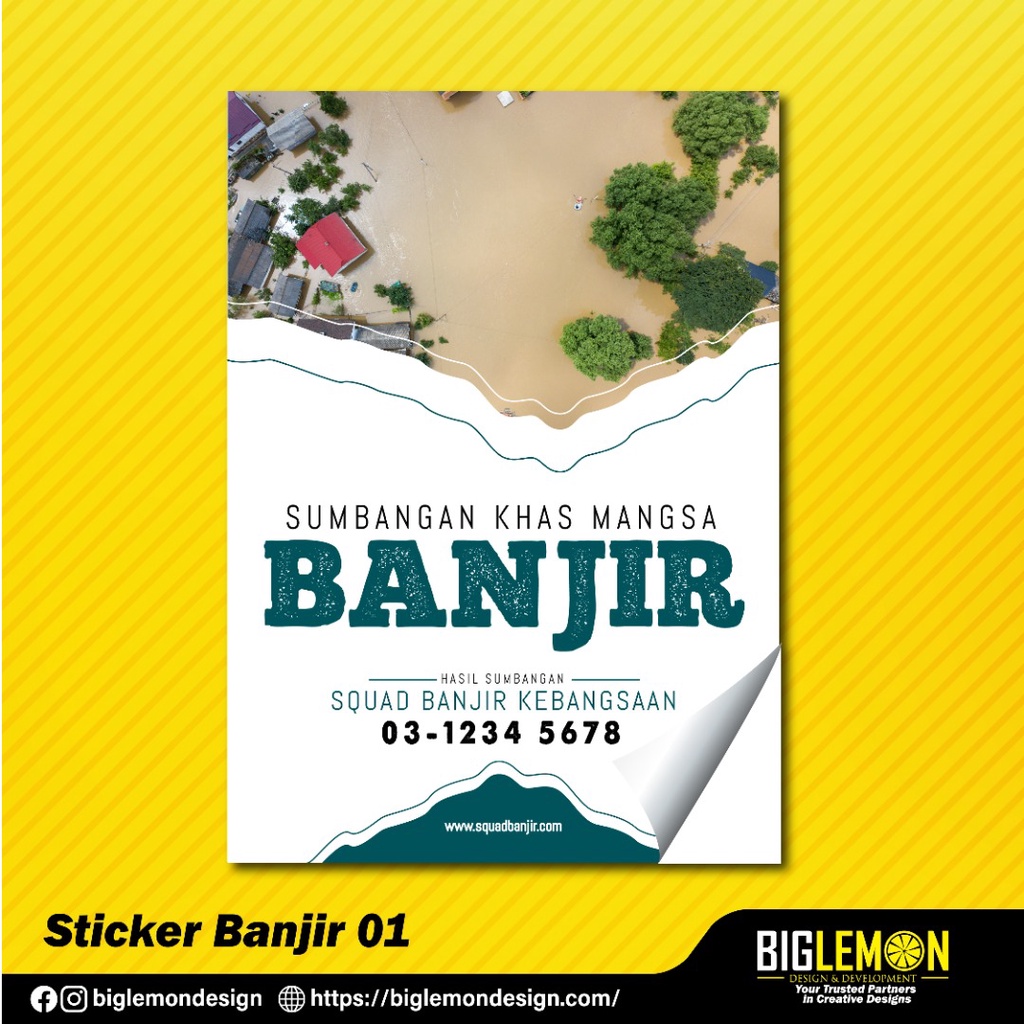 Sticker BANJIR A5 A4 /Sticker SUMBANGAN BANJIR/Sticker kalis air ...