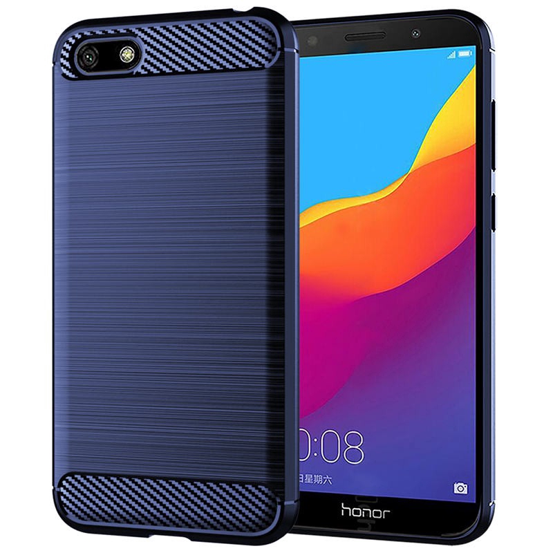 Huawei Honor 7S Case Shockproof Soft Silicone Armor Carbon Fiber TPU ...