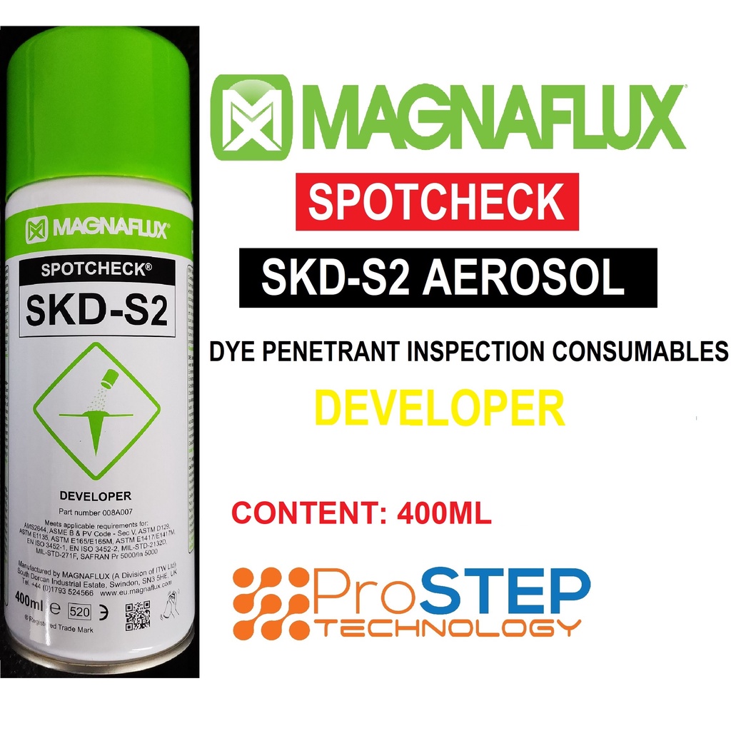 MAGNAFLUX SPOTCHECK SKD-S2 AEROSOL DEVELOPER (NDT DYE PENETRANT, MADE ...