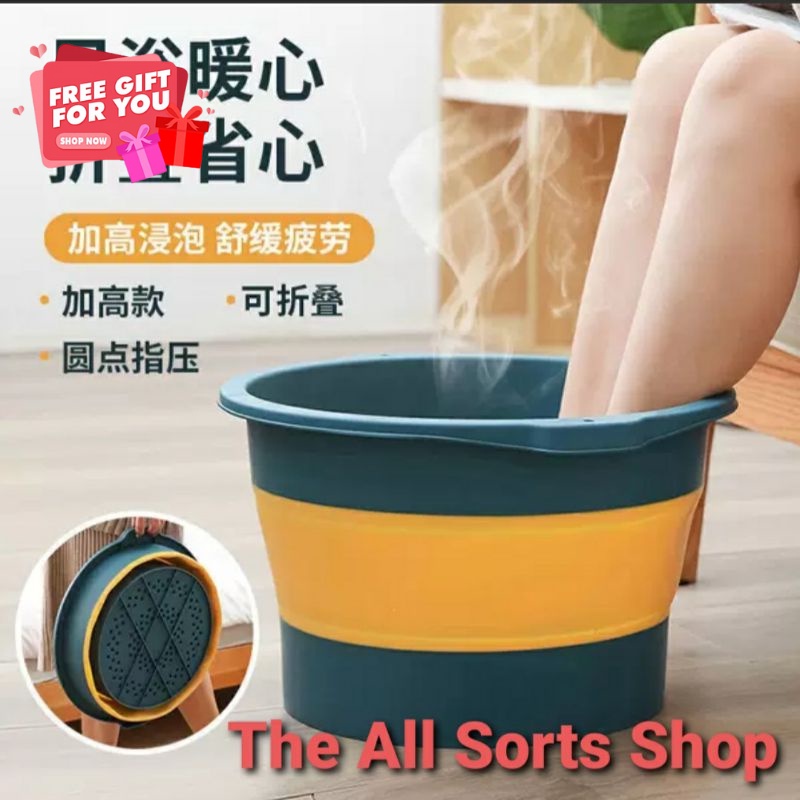 Foldable Foot Massage Roller Bucket Basin Spa Bath Travel Home Spa Bekas Baldi Besen Rendam Urut