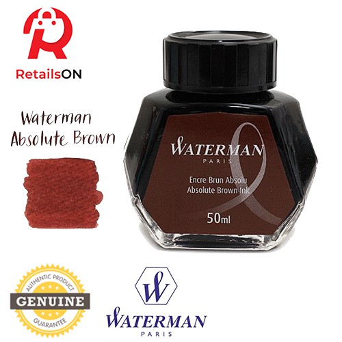 Waterman Ink Bottle 50ml Absolute Brown / Fountain Pen Ink Bottle 1pc ...