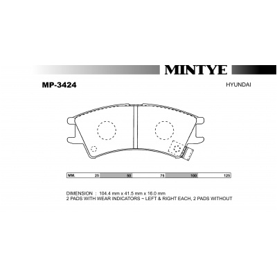 MP-3424, Disc Brake Pad, Front, Hyundai Atos 97''-02" ( DB1483 ...