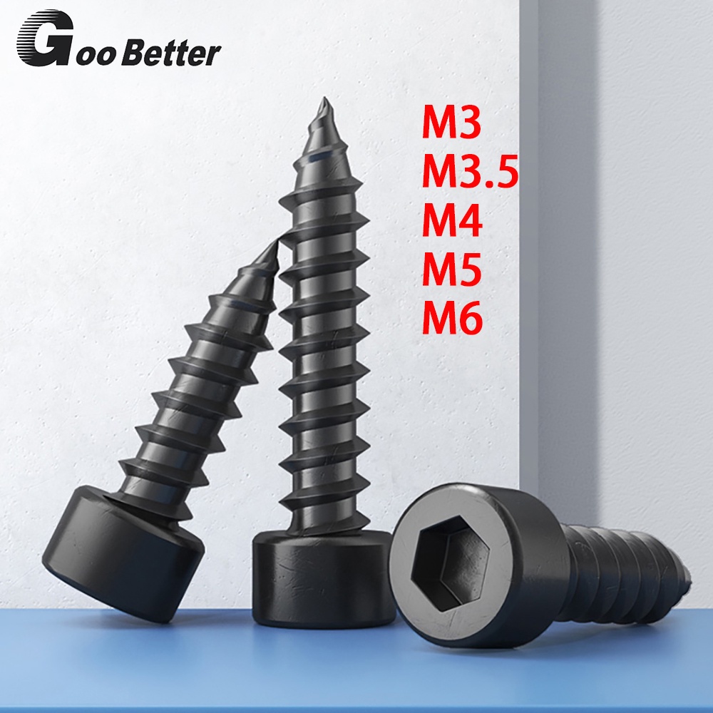M3 M4 M5 M6 Black Socket Hex Head Self-tapping Cap Screws Allen Wood ...