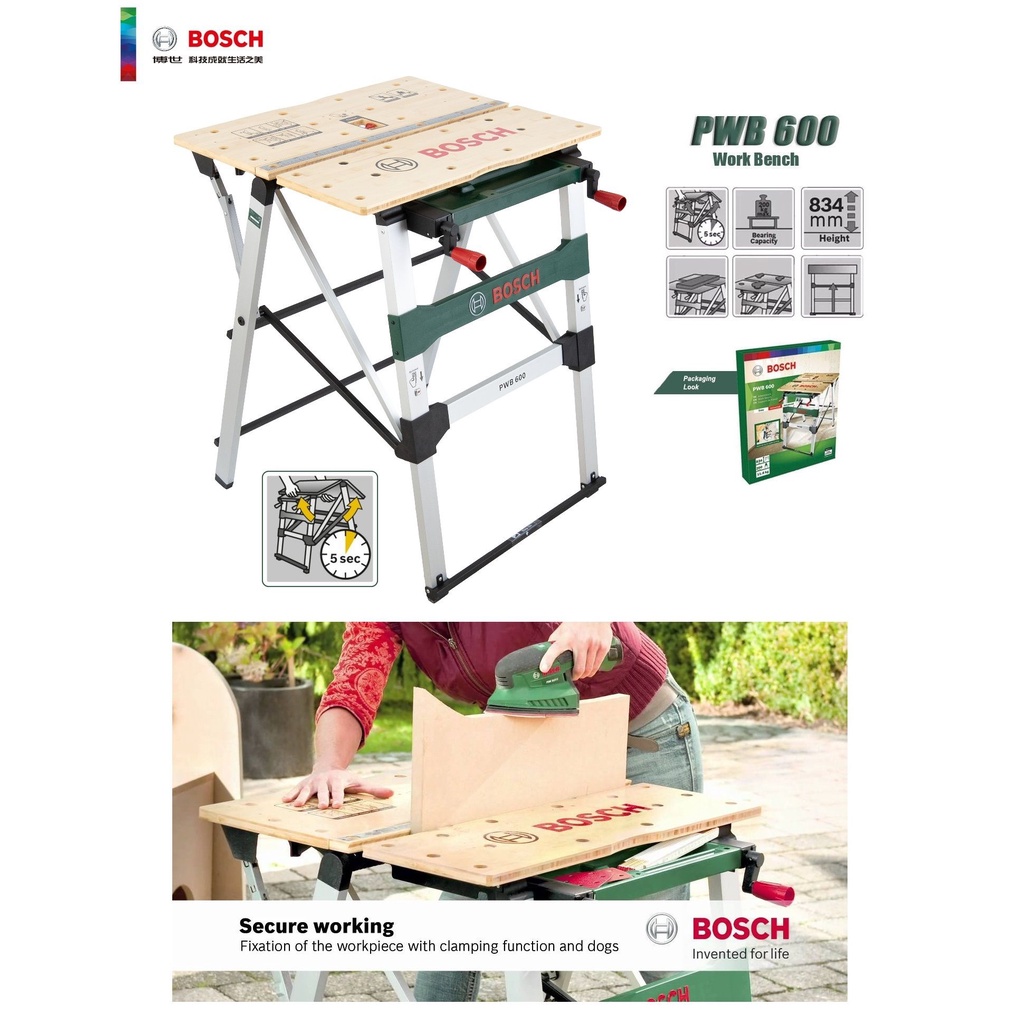 Bosch PWB 680 x 680mm Foldable Universal Work Bench | Shopee Malaysia
