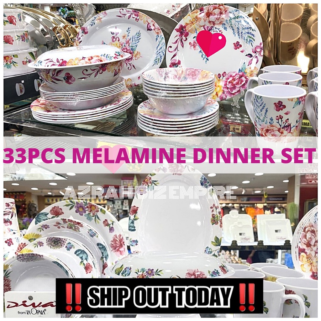NEW DESIGN! 33PCS MELAMINE DINNER SET + STORAGE BOWL / SET PINGGAN ...