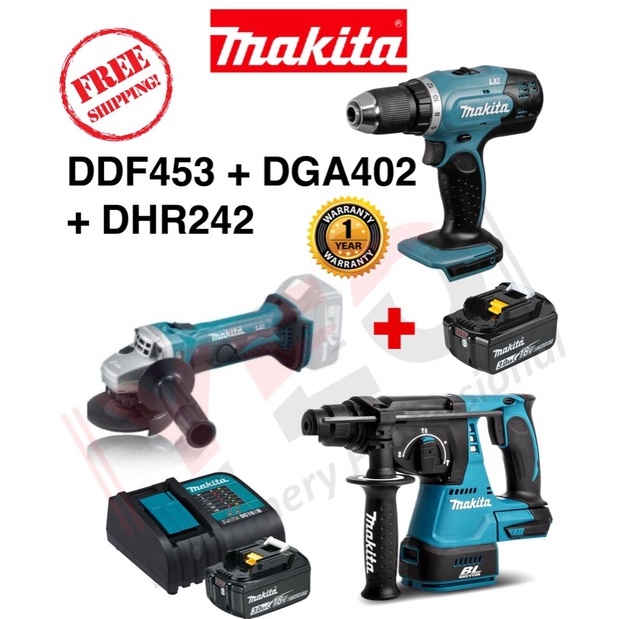 MAKITA COMBO ( DHR242 + DDF453 + DGA402 ) MAKITA DHR242RFE ROTARY ...
