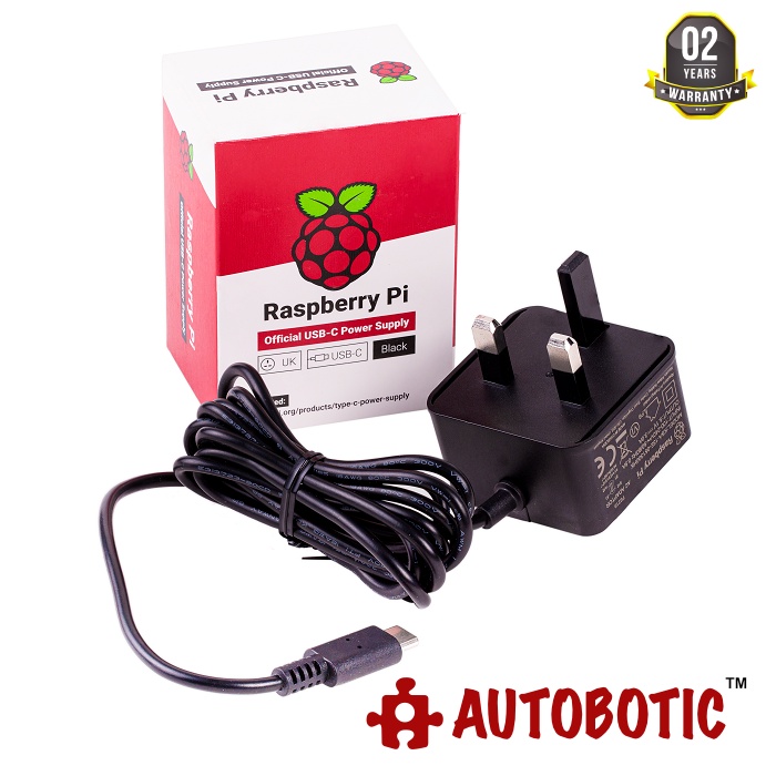 Official Power Adapter for Raspberry Pi 4 15W Black (DC 5V, 3A) UK Plug ...