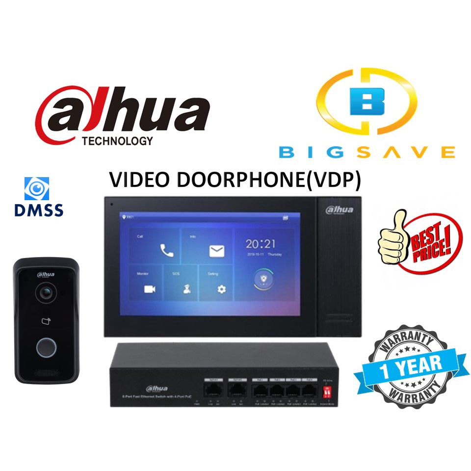 DAHUA IP VIDEO INTERCOM PACKAGE SET 7" DISPLAY SUPPORT MOBILE APP (DMSS ...