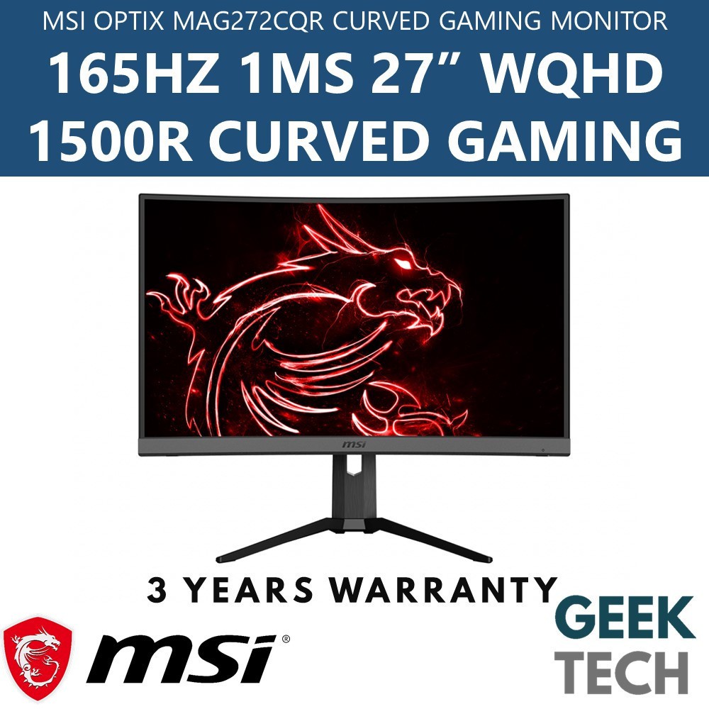 Msi optix mag272cqr 27" wqhd va 165hz 1ms curved gaming monitor | BeeCost