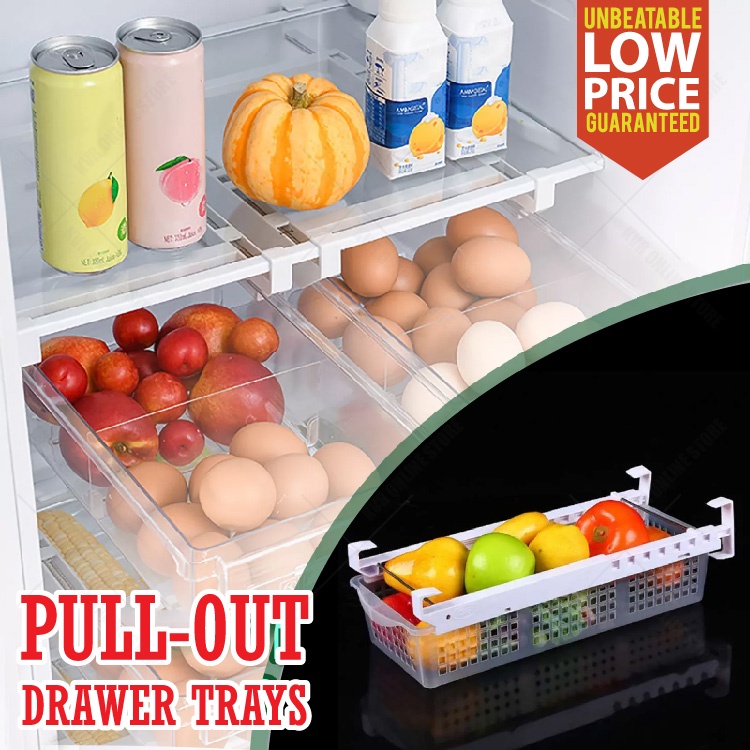 Refrigerator Fridge Pull Out Drawer Storage Trays Stretchable Basket ...