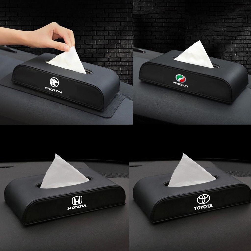Leather Car Tissue Box Holder FOR Proton Perodua Honda Toyota iriz axia ...