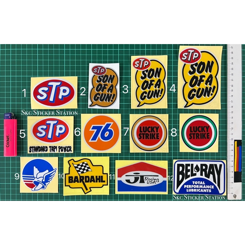 Sticker Retro Motor (STP/76/Belray/LuckyStrike/Gauloises/Son of a Gun ...