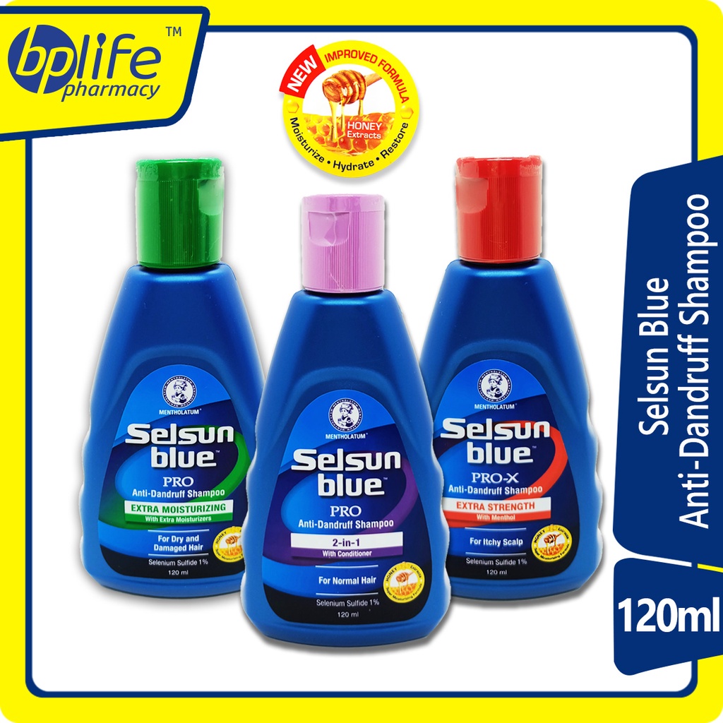 Selsun Blue Anti-Dandruff Shampoo 120ml (Extra Moisturizing/ 2-In-1 ...